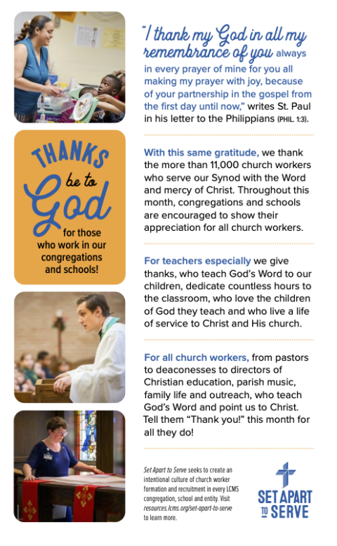 October is Church Worker Appreciation Month | Nebraska District of The ...